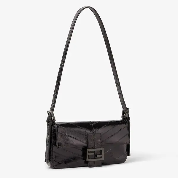 Fendi Baguette® 26424 Black Inlaid Hagfish Leather Bag